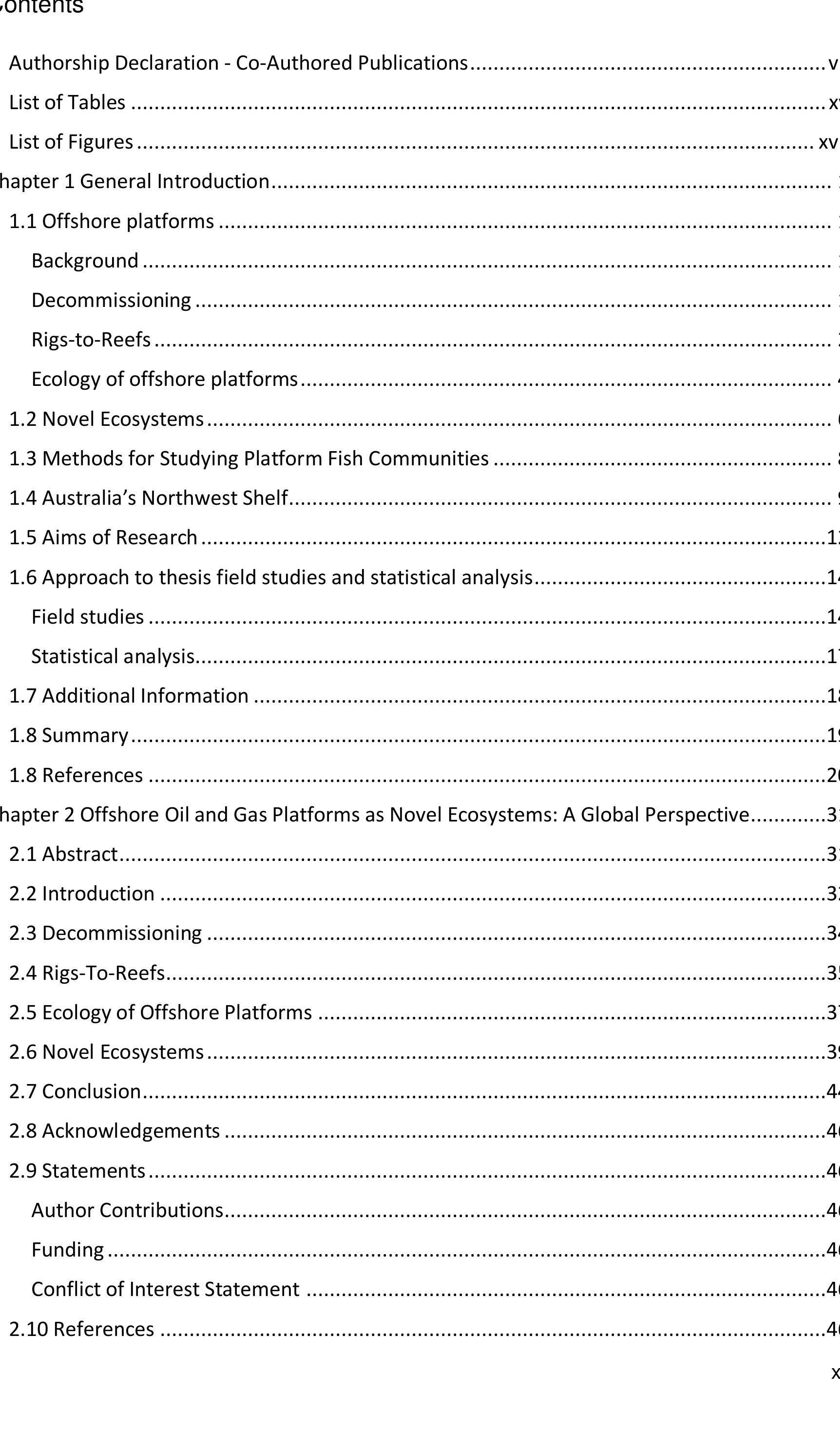 Table 1 - Rigs-to-reefs ecology: Offshore oil and gas