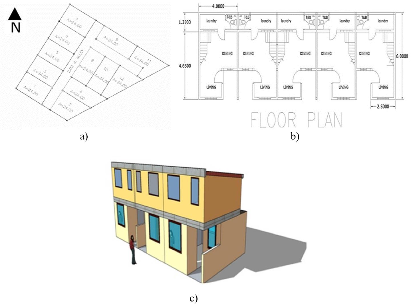 A) the proposed schematic lot plan; b) proposed floor plan;