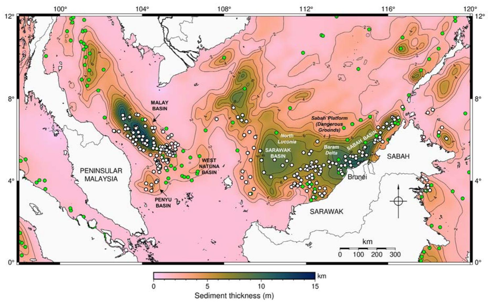 Map of offshore regions of malaysia showing the sediment