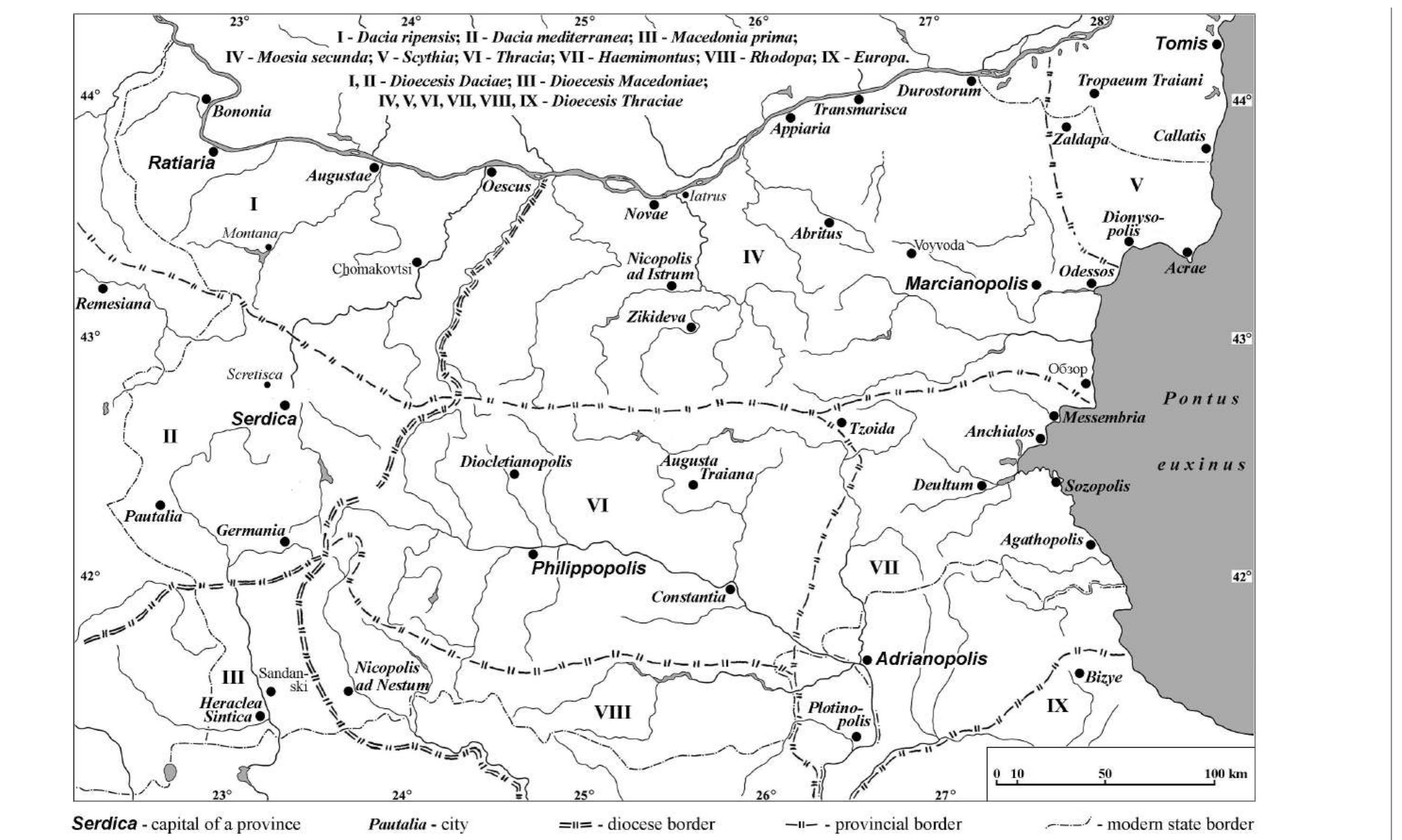 Map of the late antique provinces in thrace (dintchev 2021,