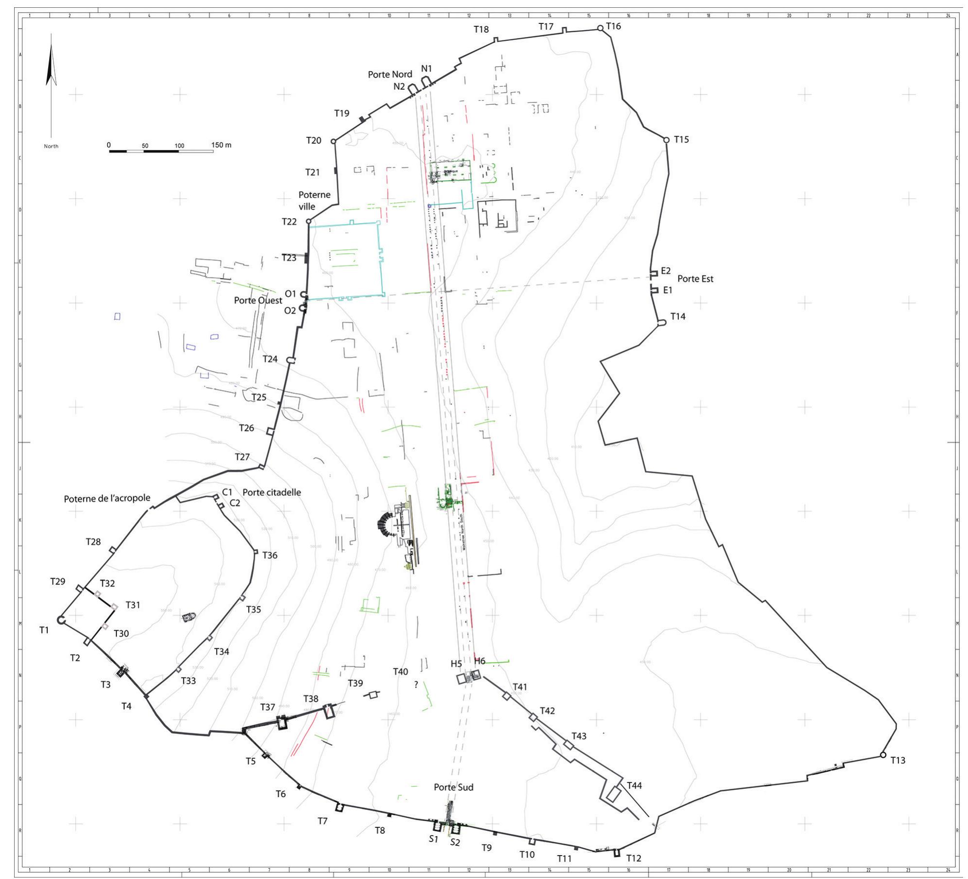 Map of the site of cyrrhus (syrian-lebanese excavation, s.