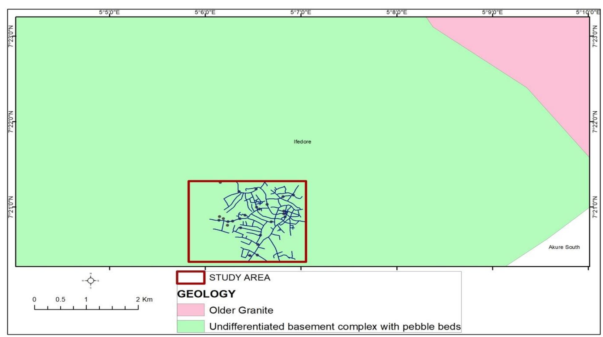 Geology map of the study area the geologic map in fig. 6