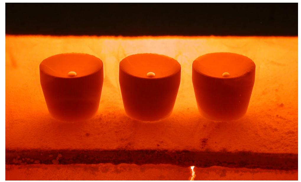 At the end of the cupellation process, the beads remain on