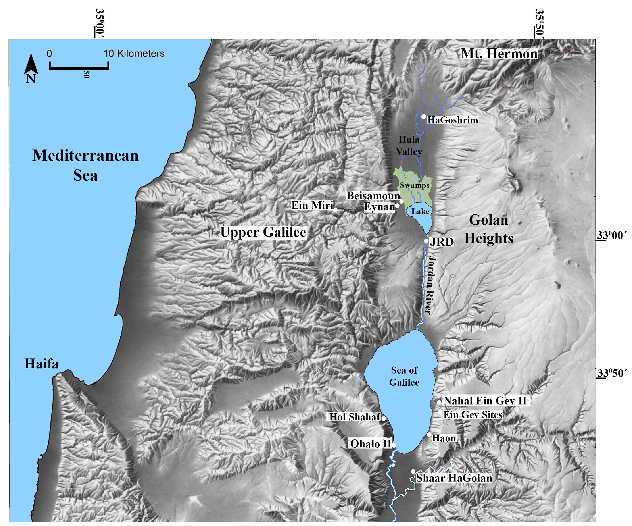 Map of the northern dead sea rift valley with approximate
