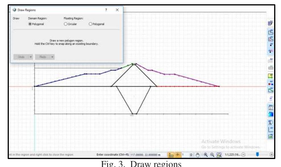 Draw the regions in domain using cad-like drawing tools,