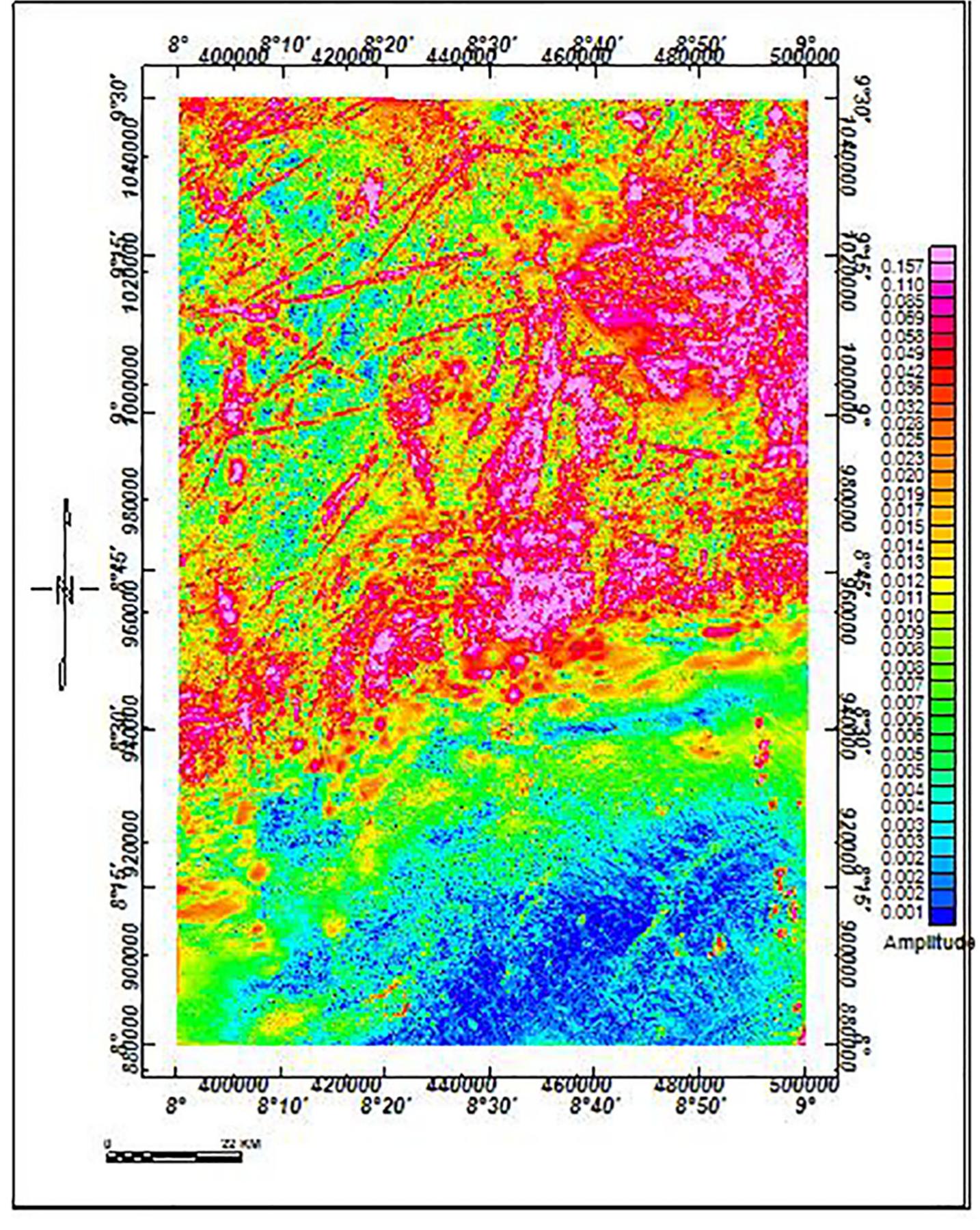 Analytic signal map of the study area.