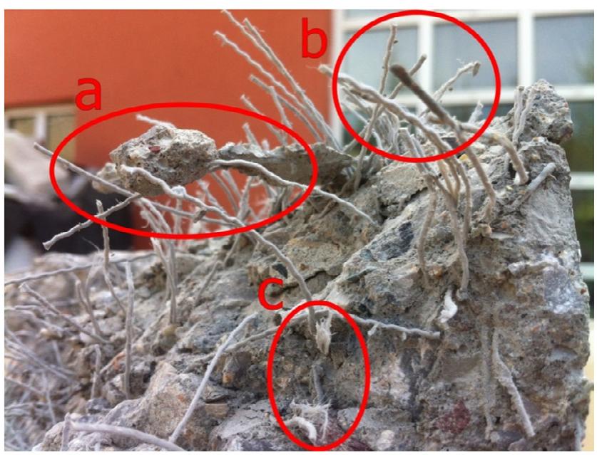 Types of fibers leave matrix phase after splitting.