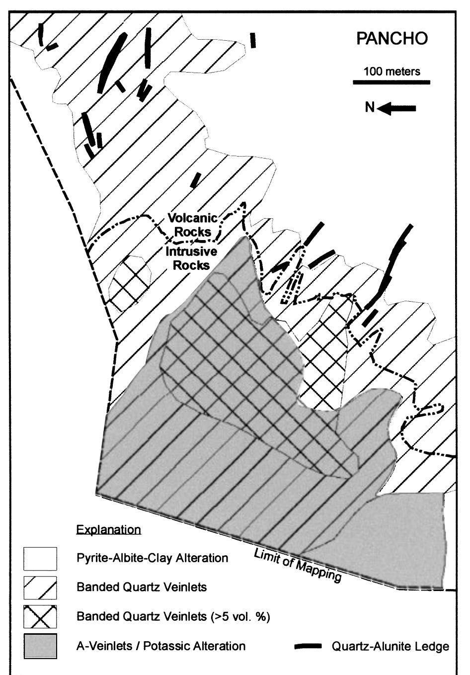 Fic. 7. map of hydrothermal alteration and vein types at the