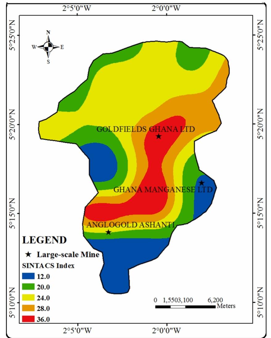 Map of effective infiltration respective y with gravel, sand