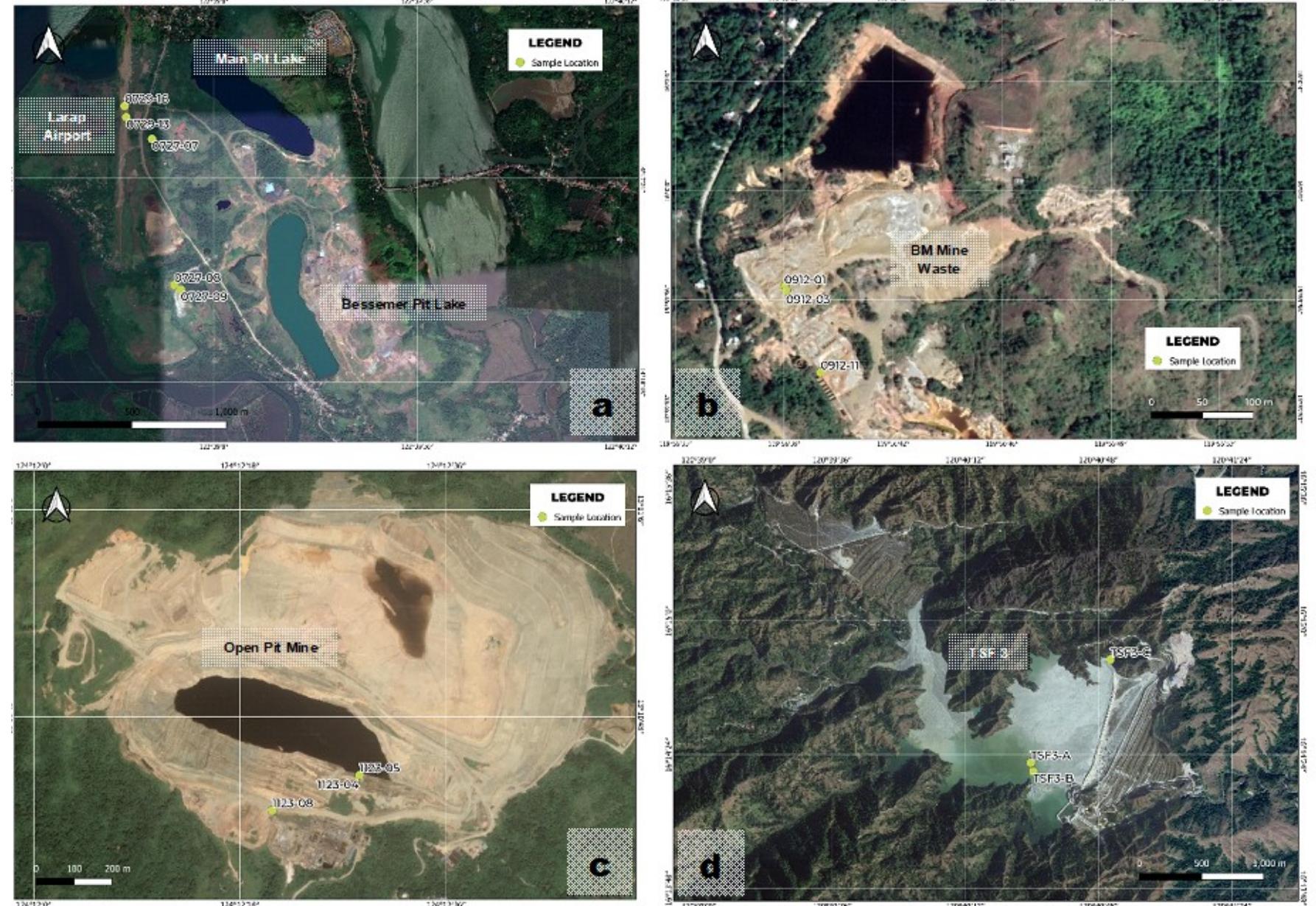Sample location map of the mine wastes from the selected