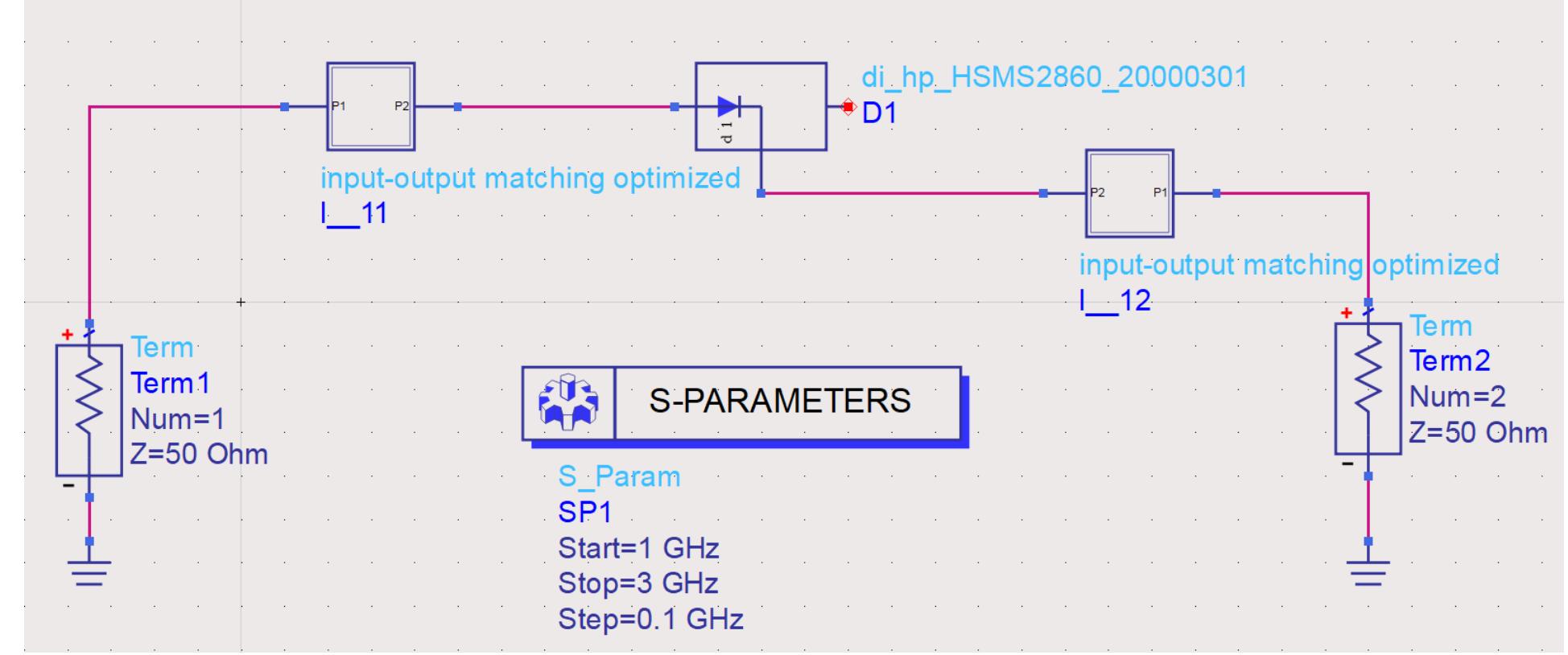 14: schematic circuit of the diode and the matching circuit.