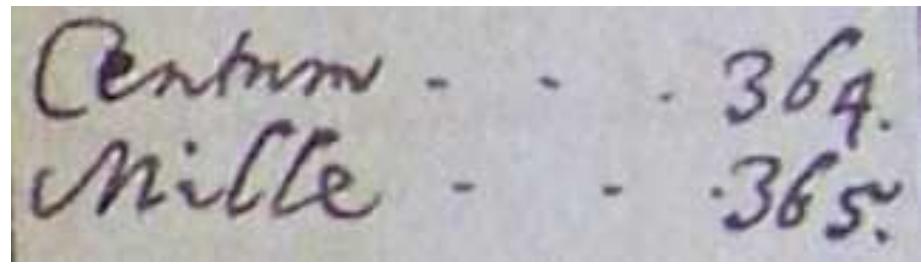 Example of numbers in nomenclatures from the early 18th