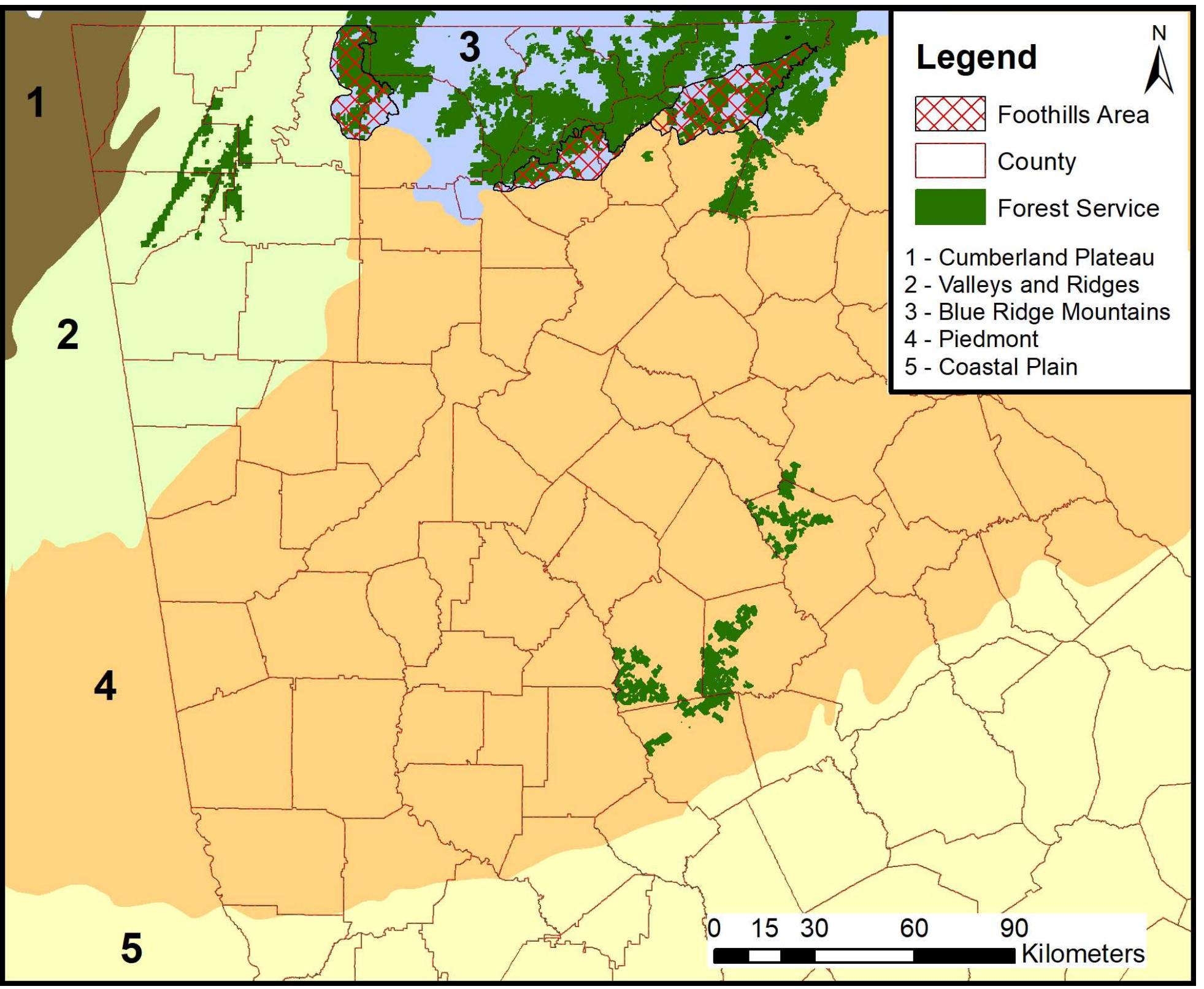 -1. map of north georgia showing geographic divisions.
