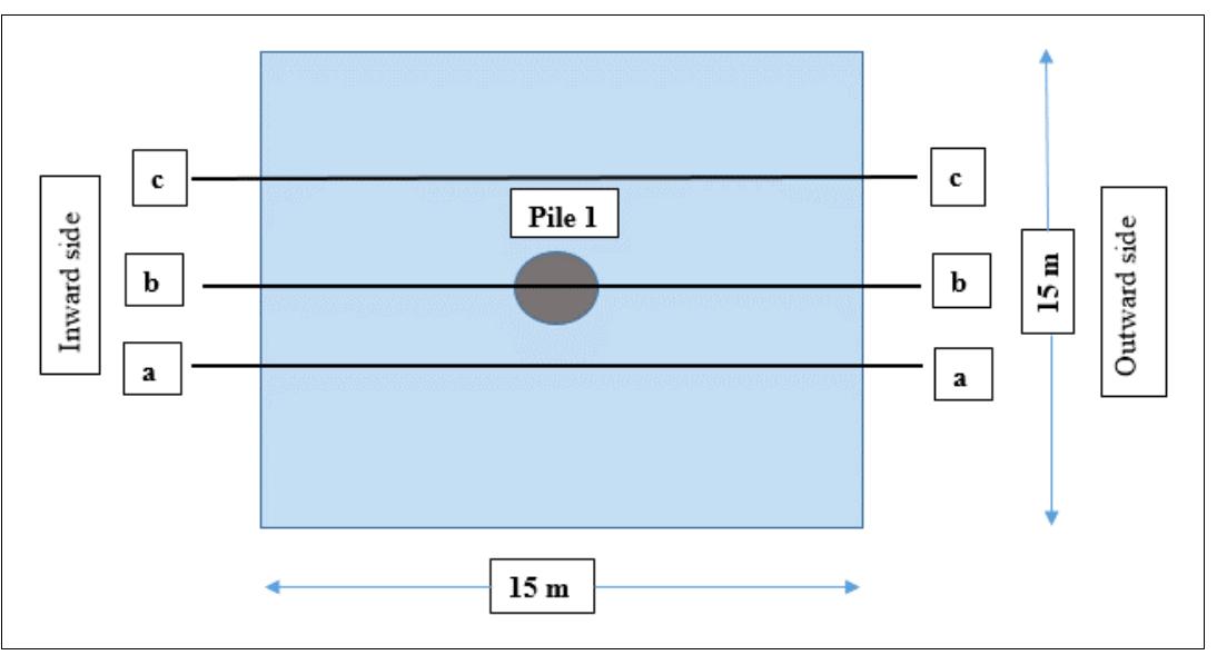 The lateral ground displacement at the ground level and at