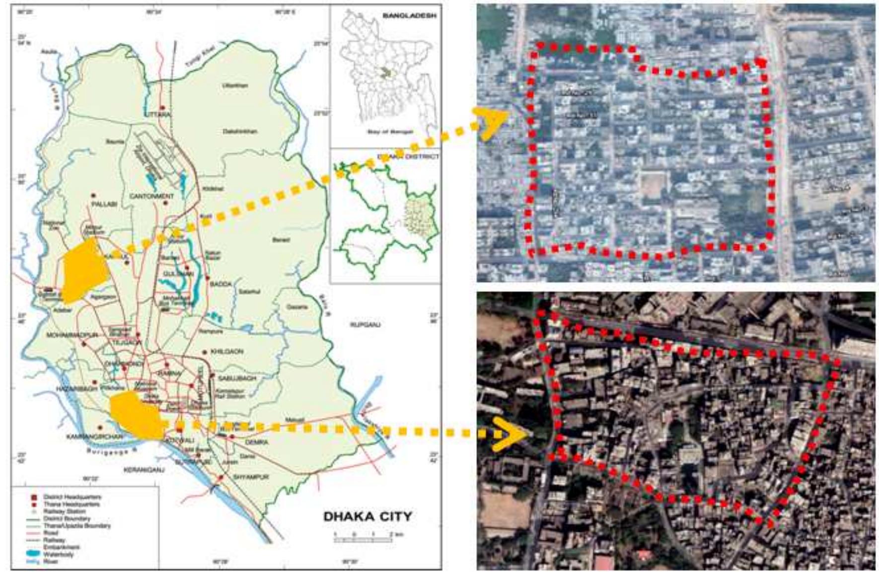 Study area map (courtesy google map). timeline of dhaka