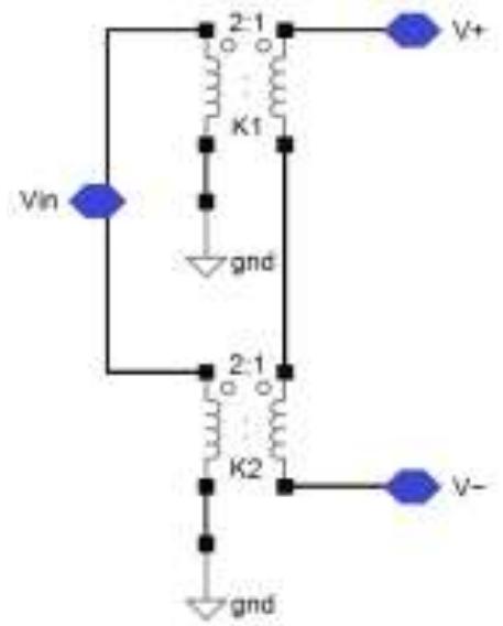 Simple balun transformer circuit. a balun