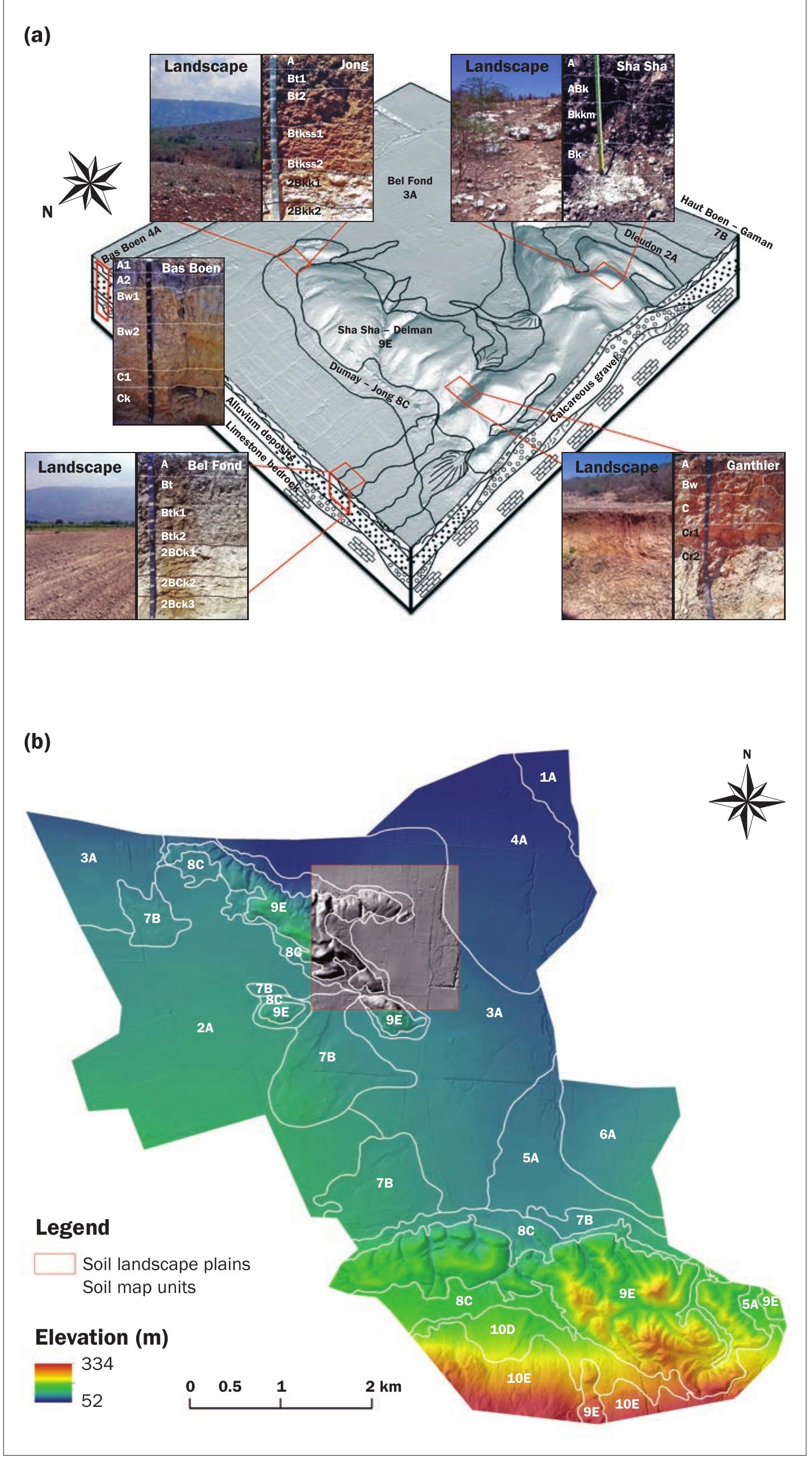 (a) conceptual block diagram showing the soil-landscape