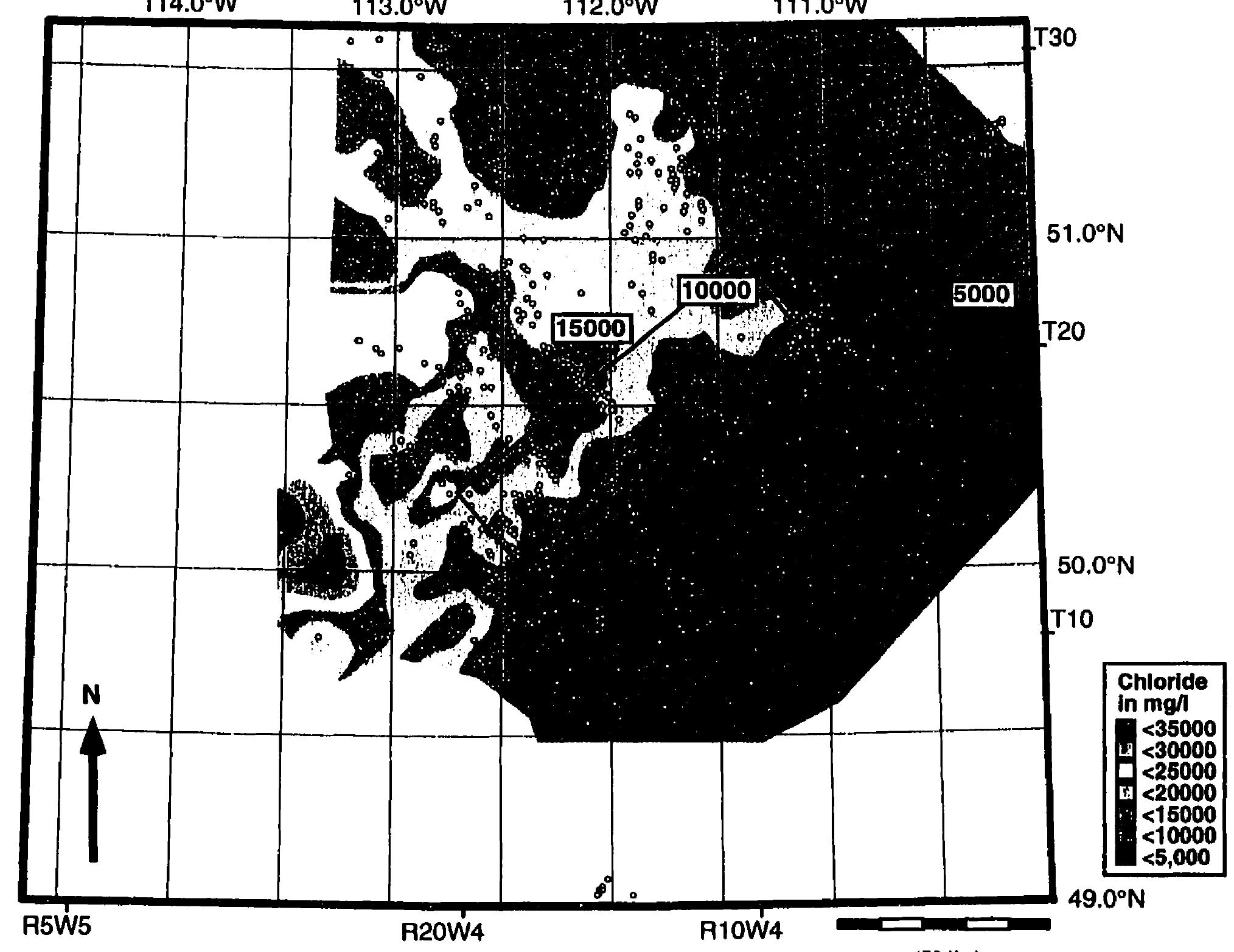 Ined a figure 2,22, map of the upper mannville aquifer