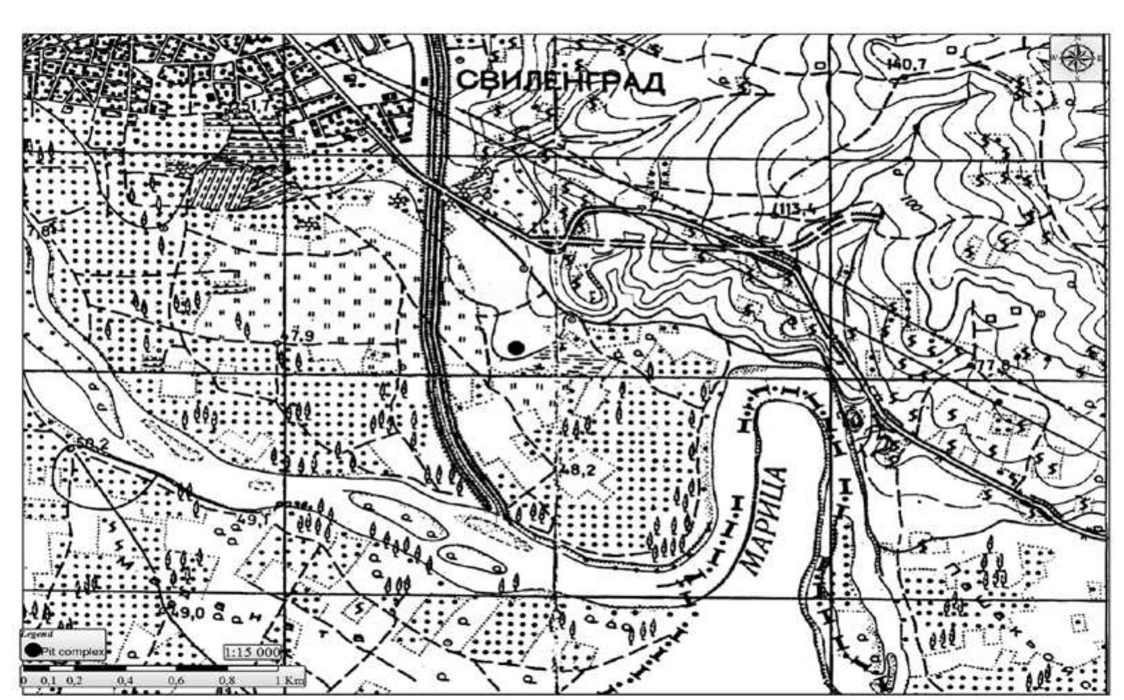 Map of the location of the site before the correction of the