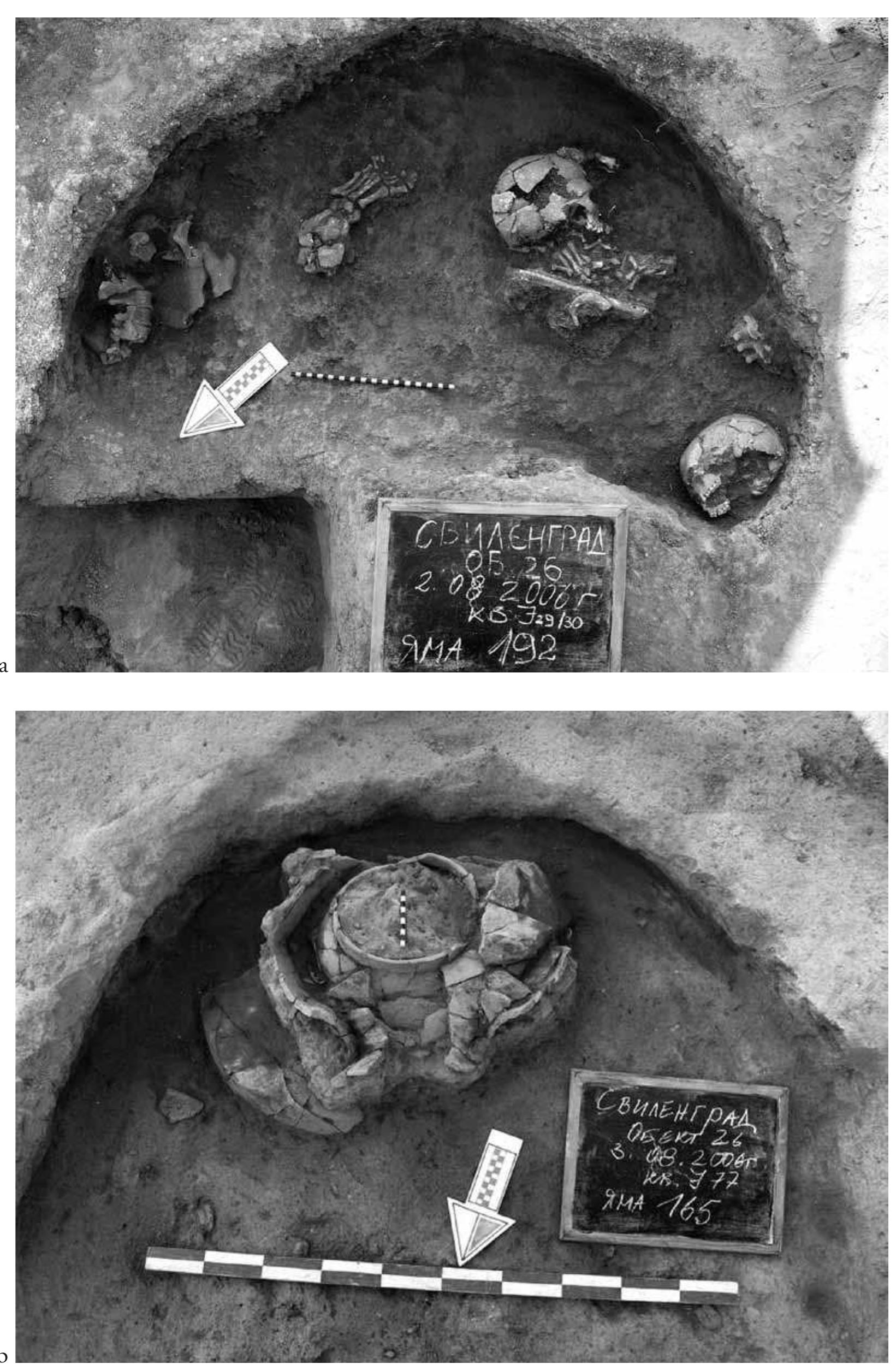 Human sacrifices: articulated skeletons in pit 192 and child