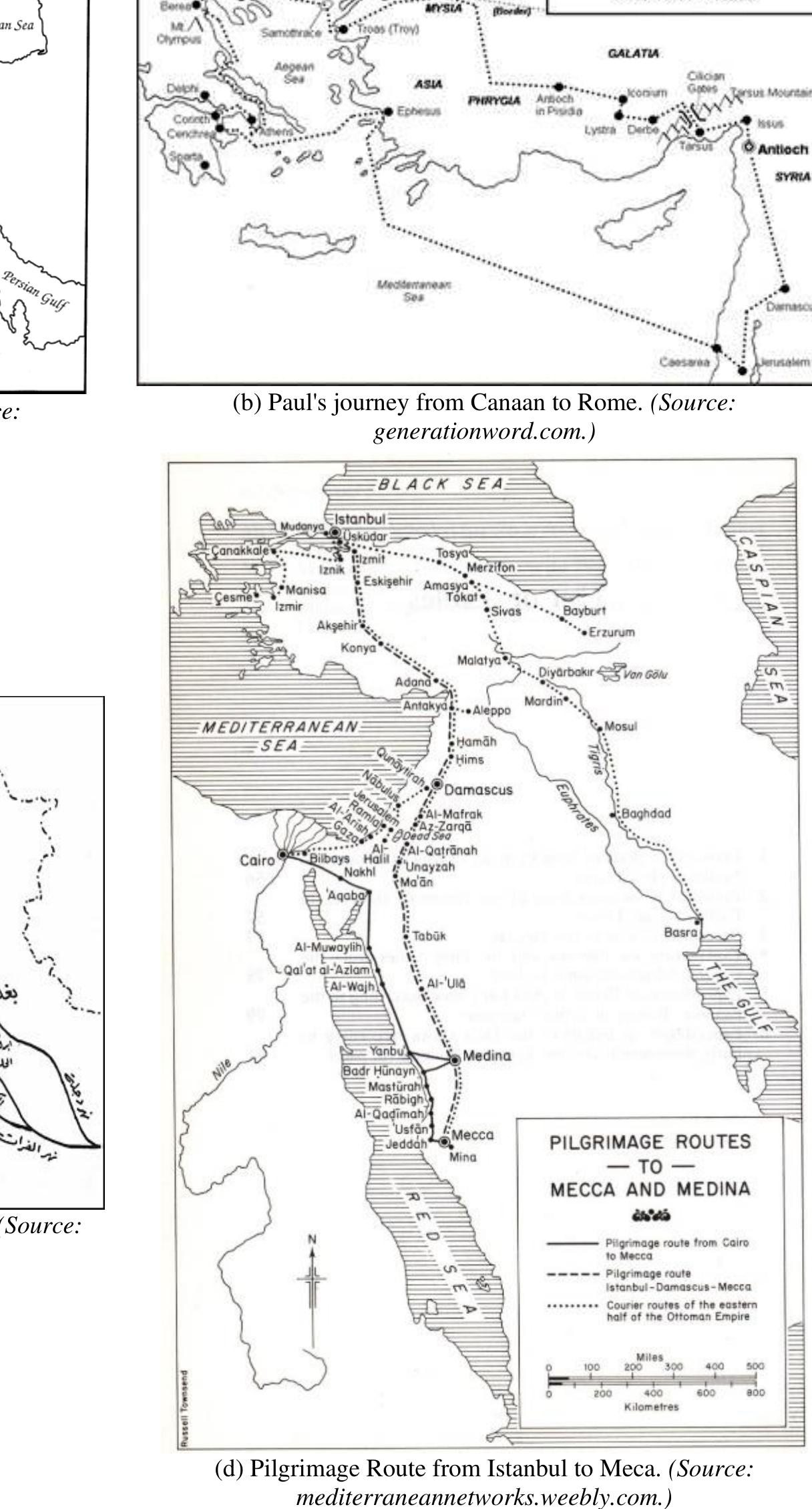 Map of the regions of the “spiritual route” through the