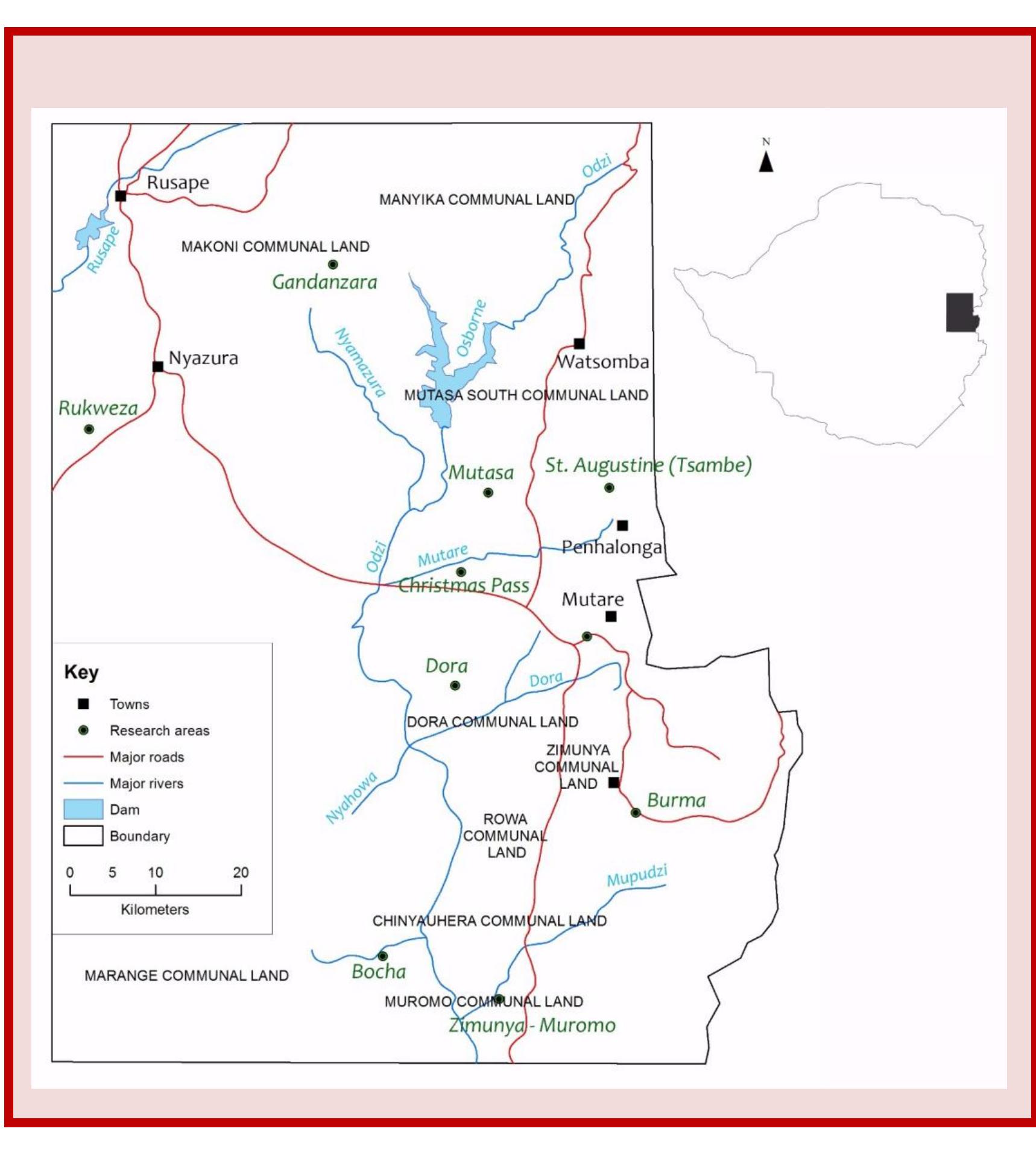 Distribution map of the murahwa people in eastern zimbabwe.