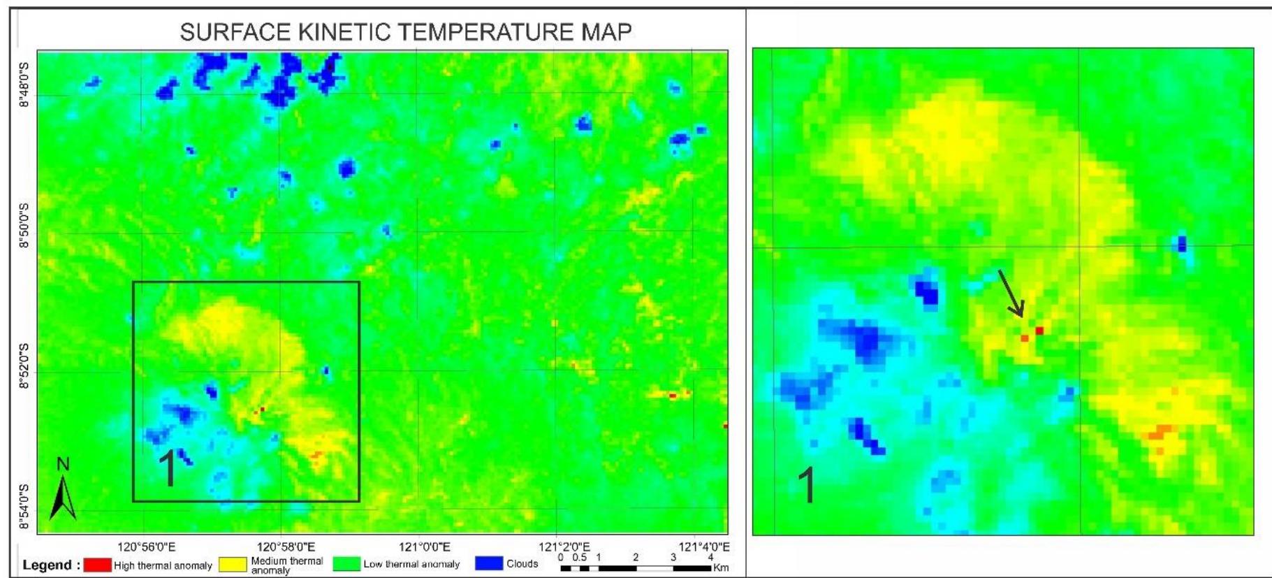 Surface kinetic temperature anomaly at nage area shows