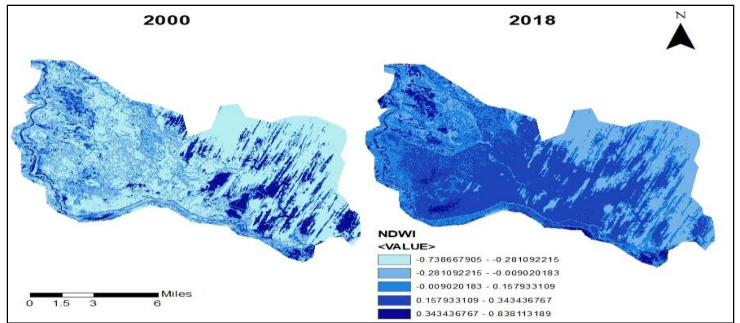 - map showing ndwi of chotiari wetland complex