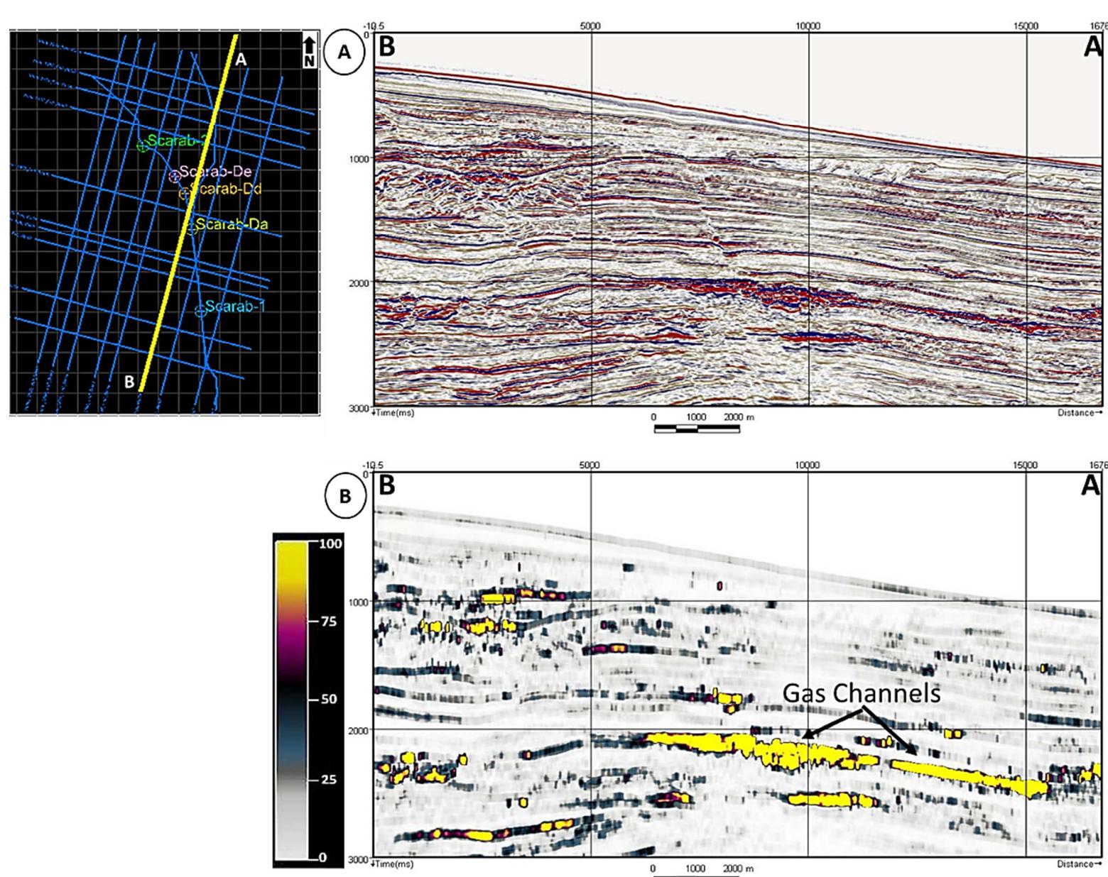 Figure 5 - Identification of gas zones and chimneys using