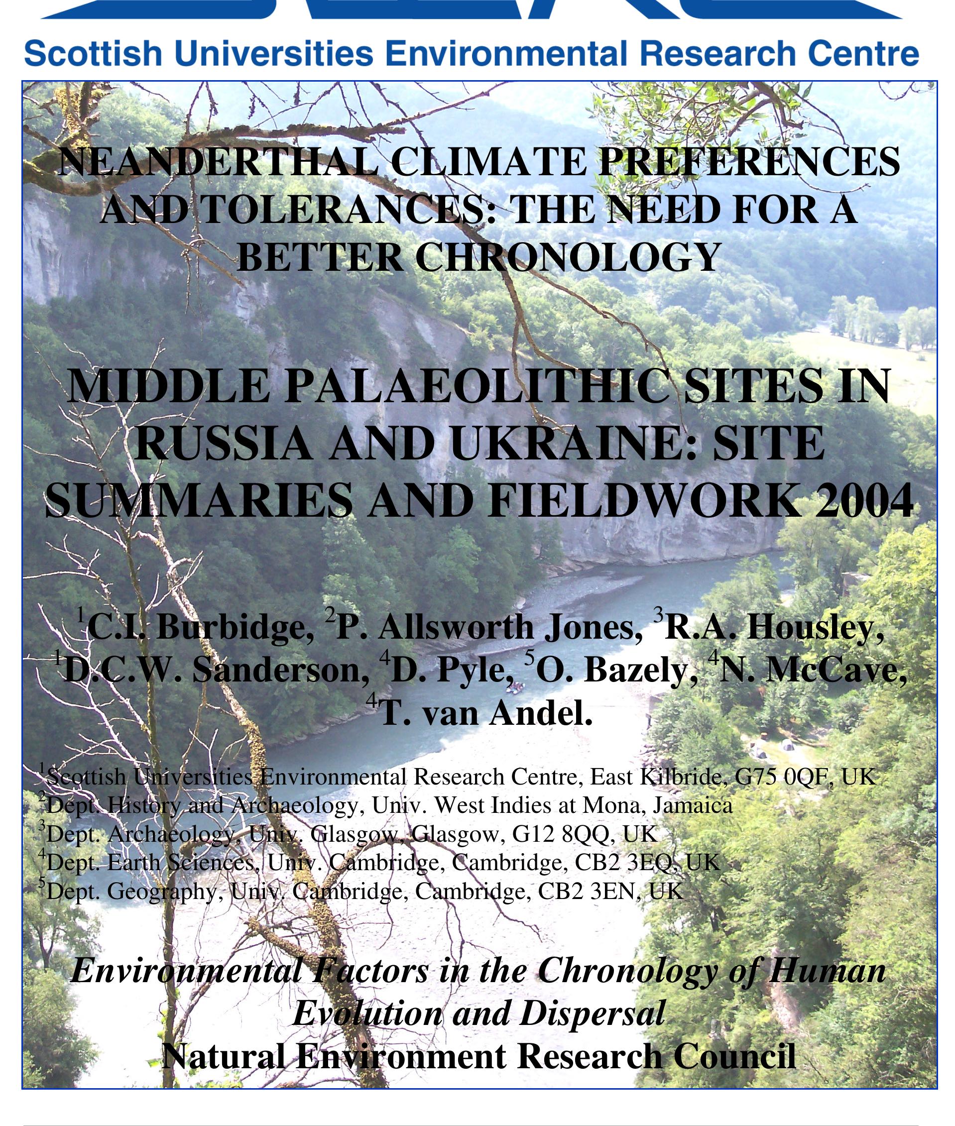 Figure 1 - Neanderthal climate preferences and tolerances: