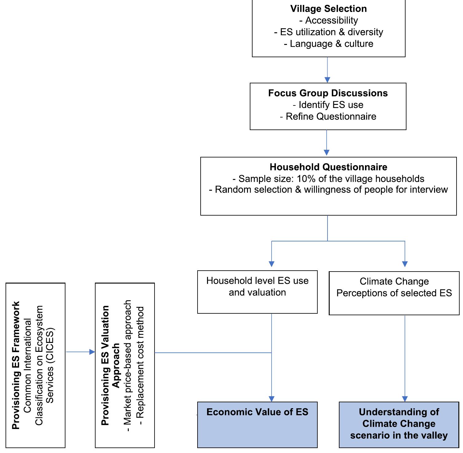 Flow chart showing conceptual steps adopted to value ess and