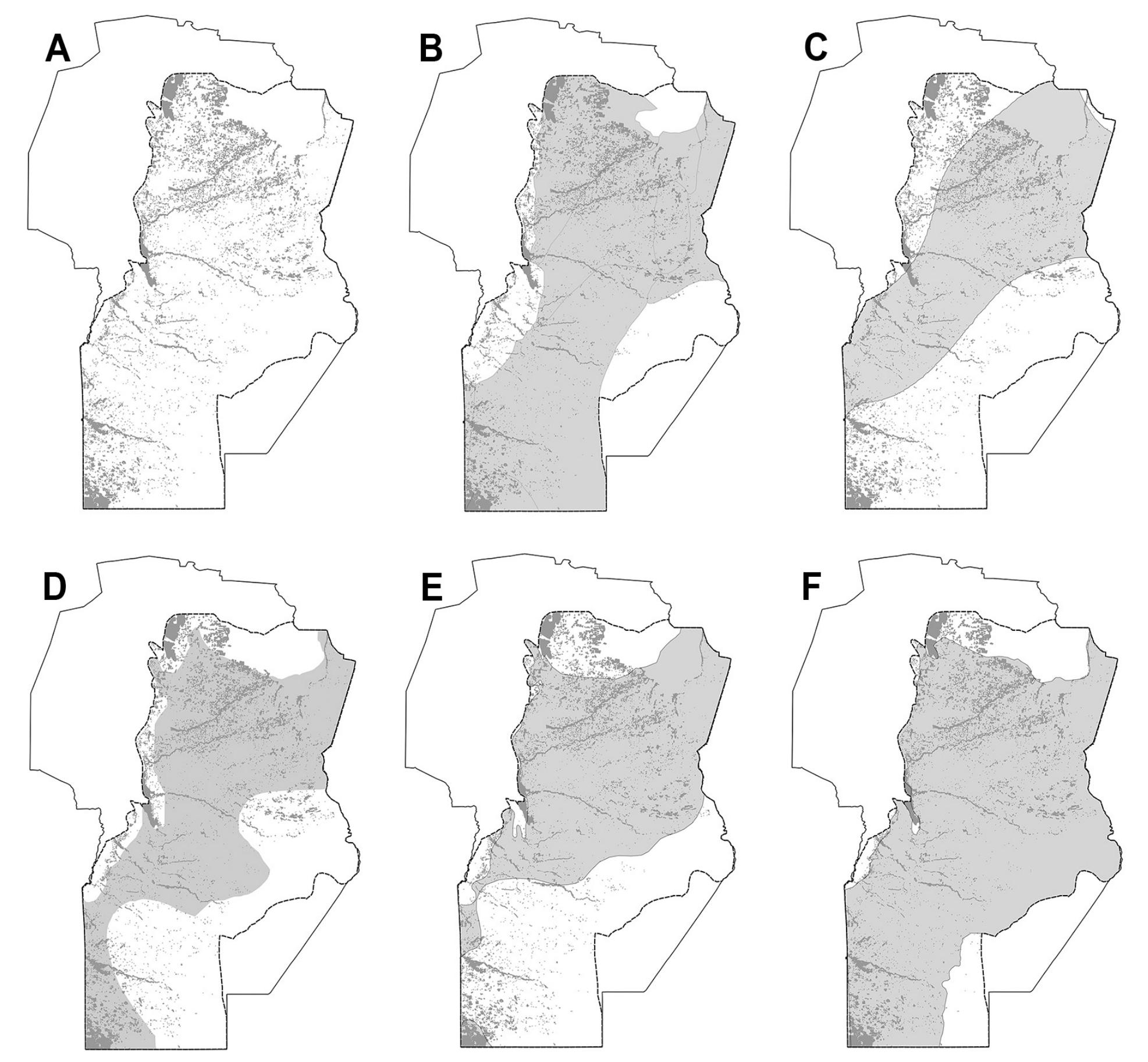 A overlapped map showing the extent of the espinal