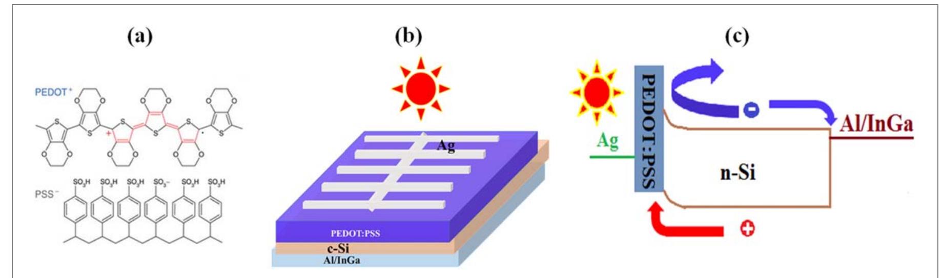 (a) the chemical structure of pedot:pss, (b) the schematic