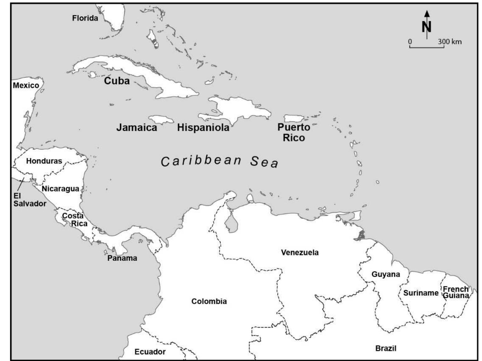 Map of the caribbean region. source: drawn by syracuse