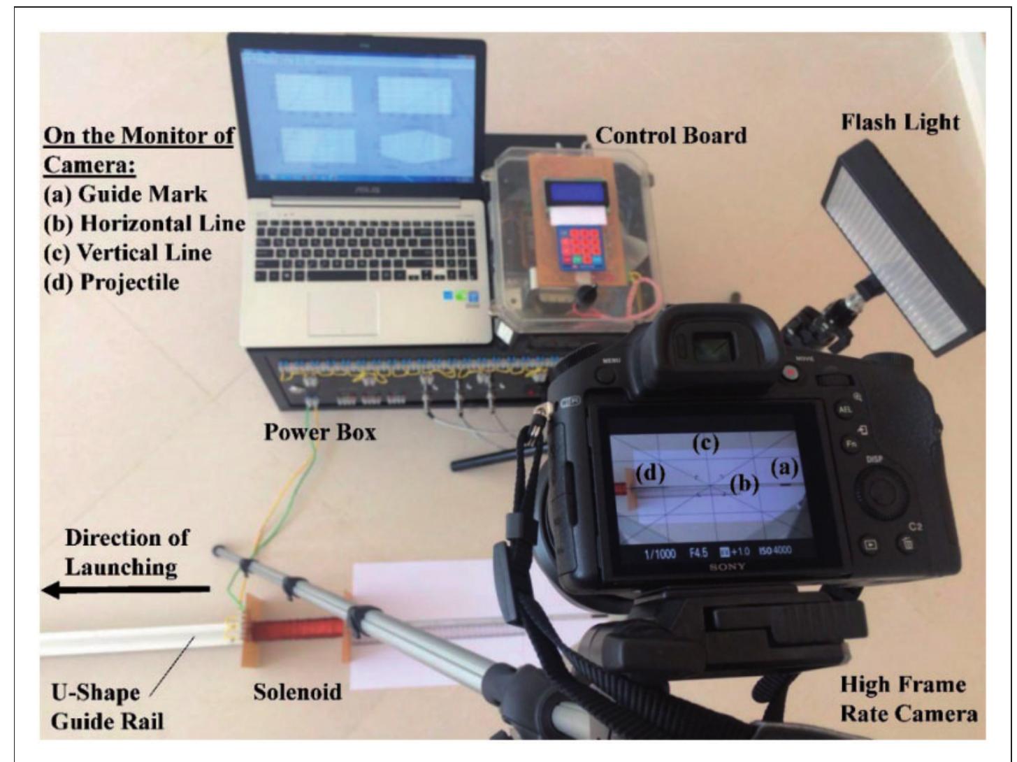 Recording of the projectile movement by high frame-rate