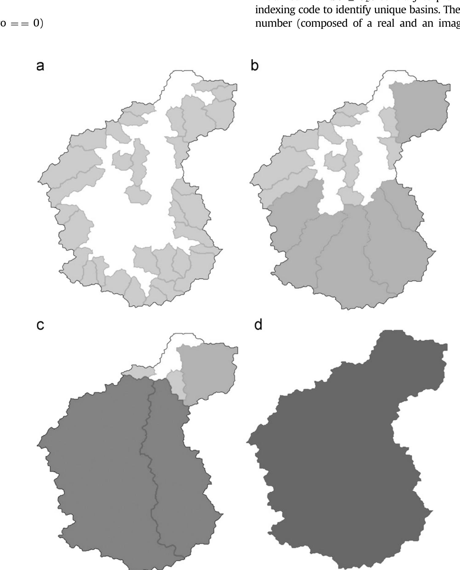 Simplified illustration for drainage basins extraction (see