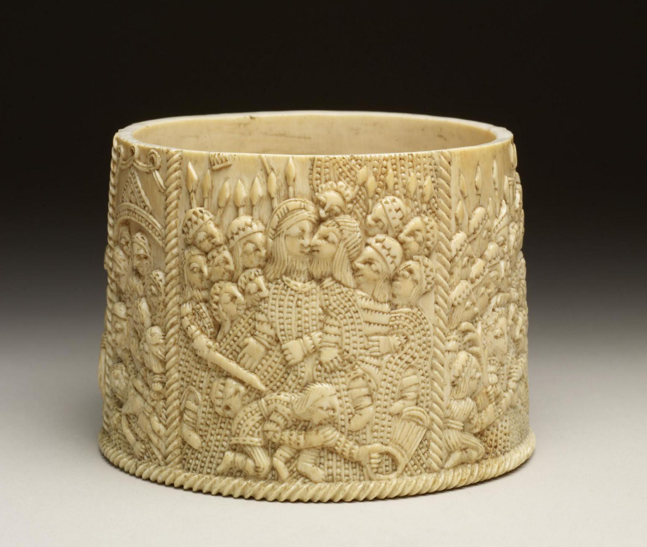 Ivory pyx with scenes from the passion of christ made for