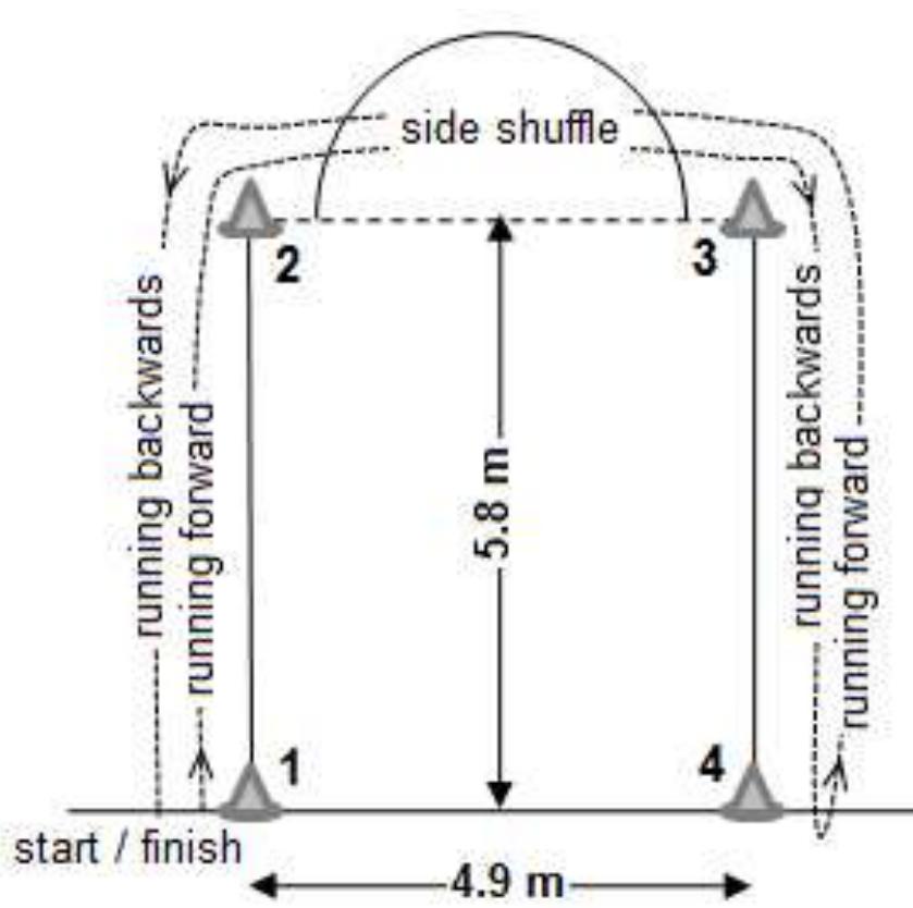 Diagram of the agility test area. the agility test used is