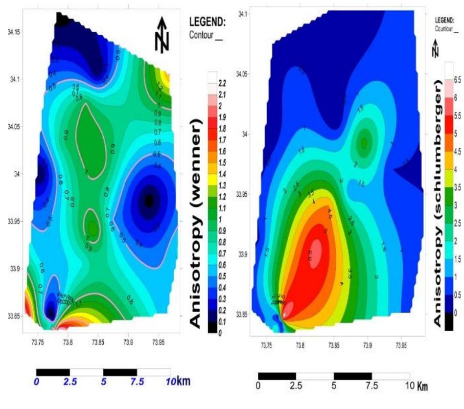 Anisotropy maps of the area. anisotropy depicts that