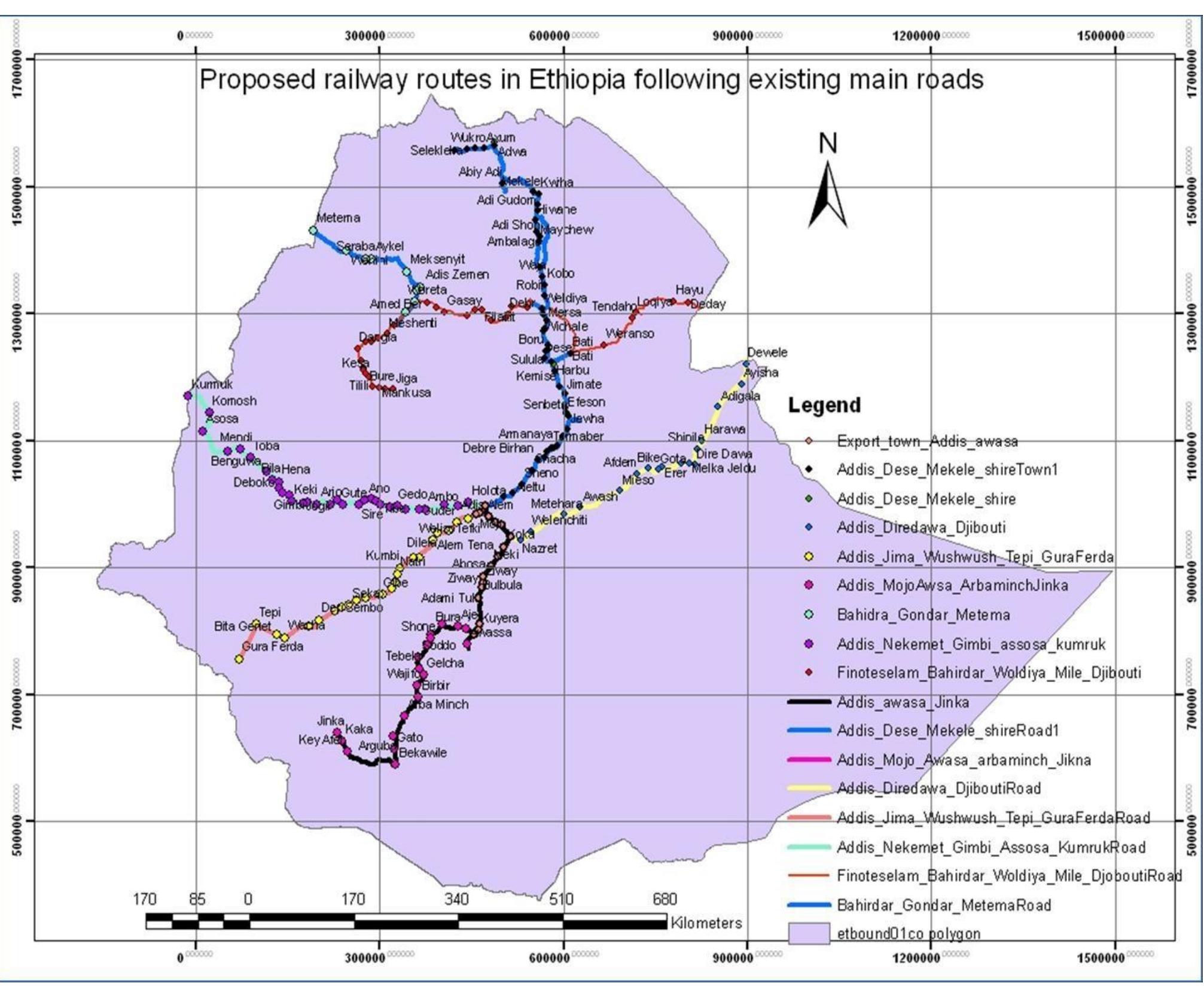 1 proposed railway routed in ethiopia(source: