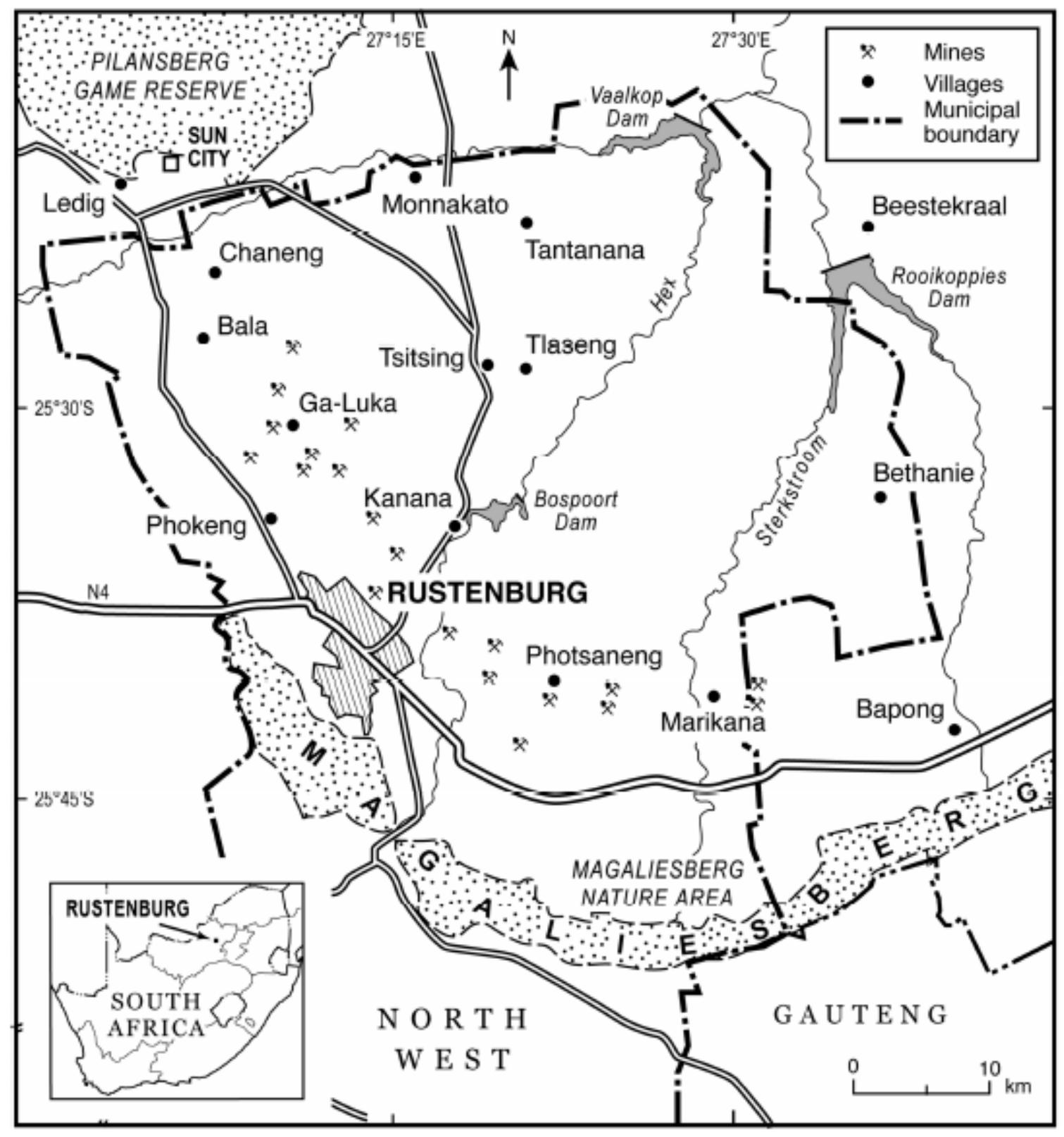 Regional setting of the rustenburg area showing the