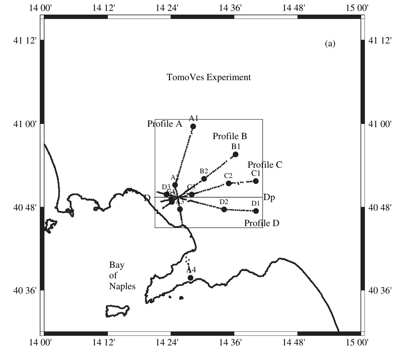 (a) map of the geometry of the refraction lines from the