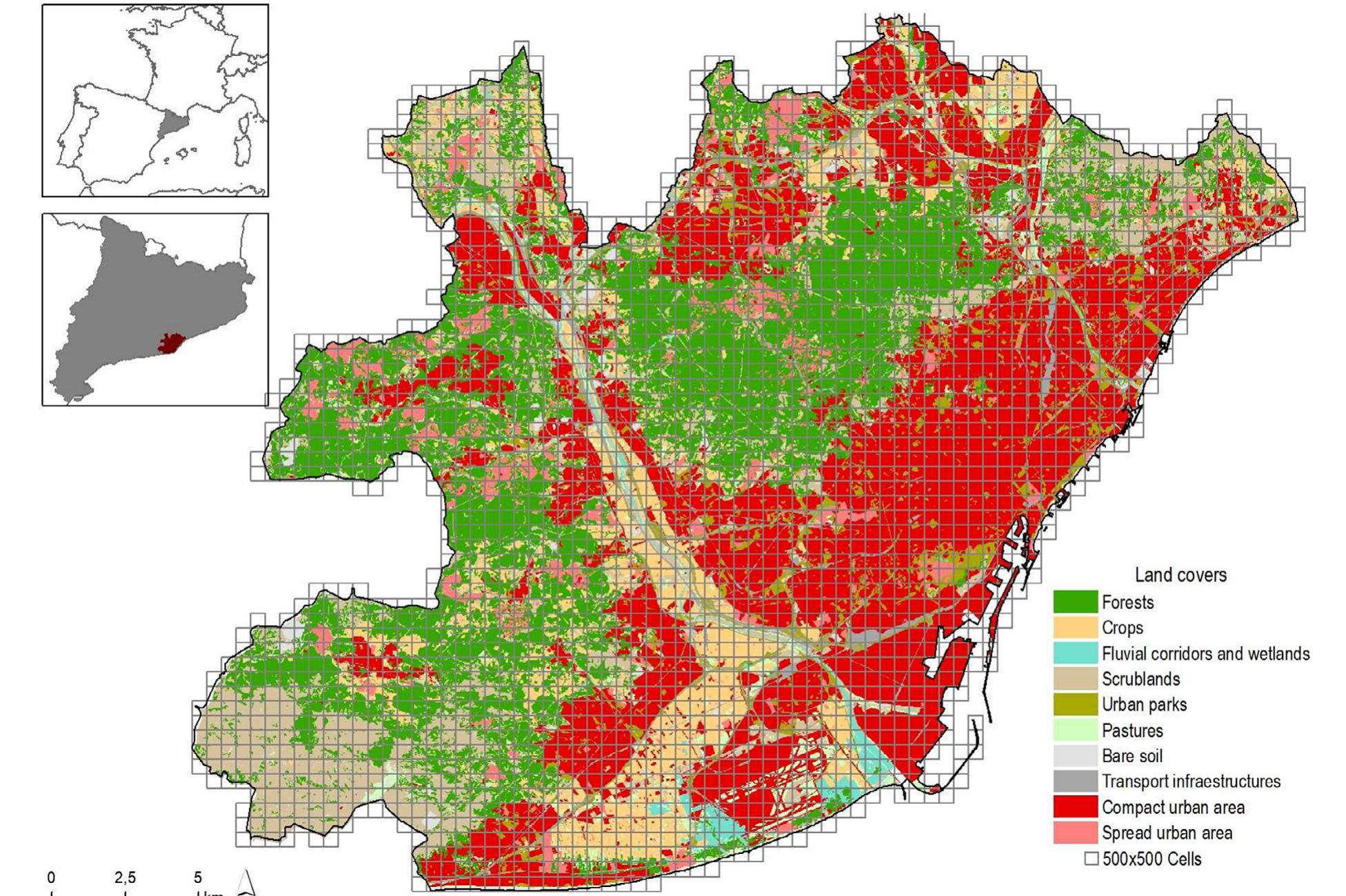 Land cover map (2015) of the barcelona metropolitan area