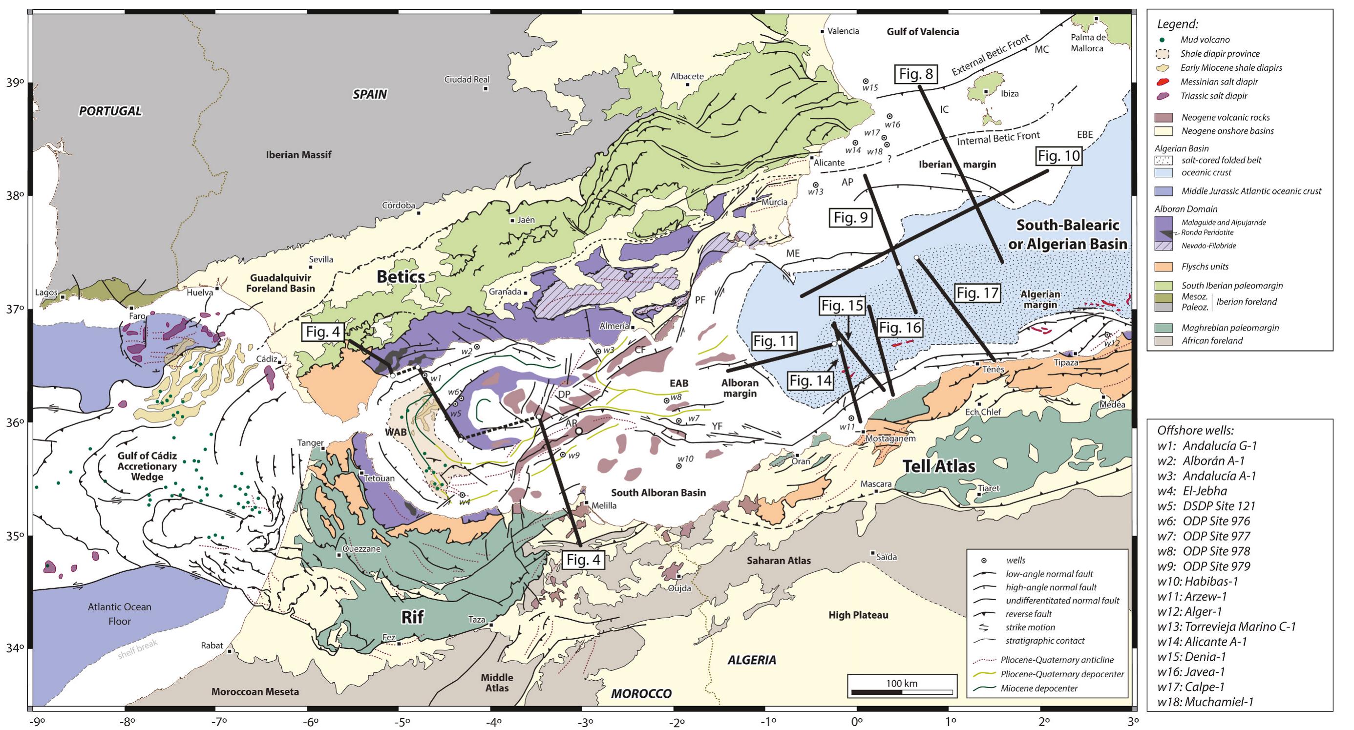 Tectonic map of the gibraltar arc orogen in the western