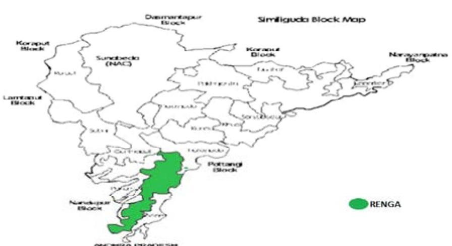 Map of semiliguda block showing the location of study area.