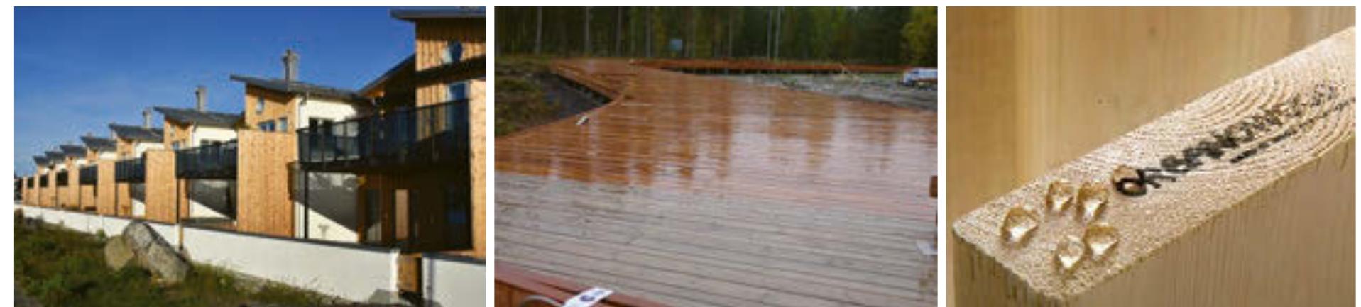 Some examples of uses of modified wood in sweden: wooden