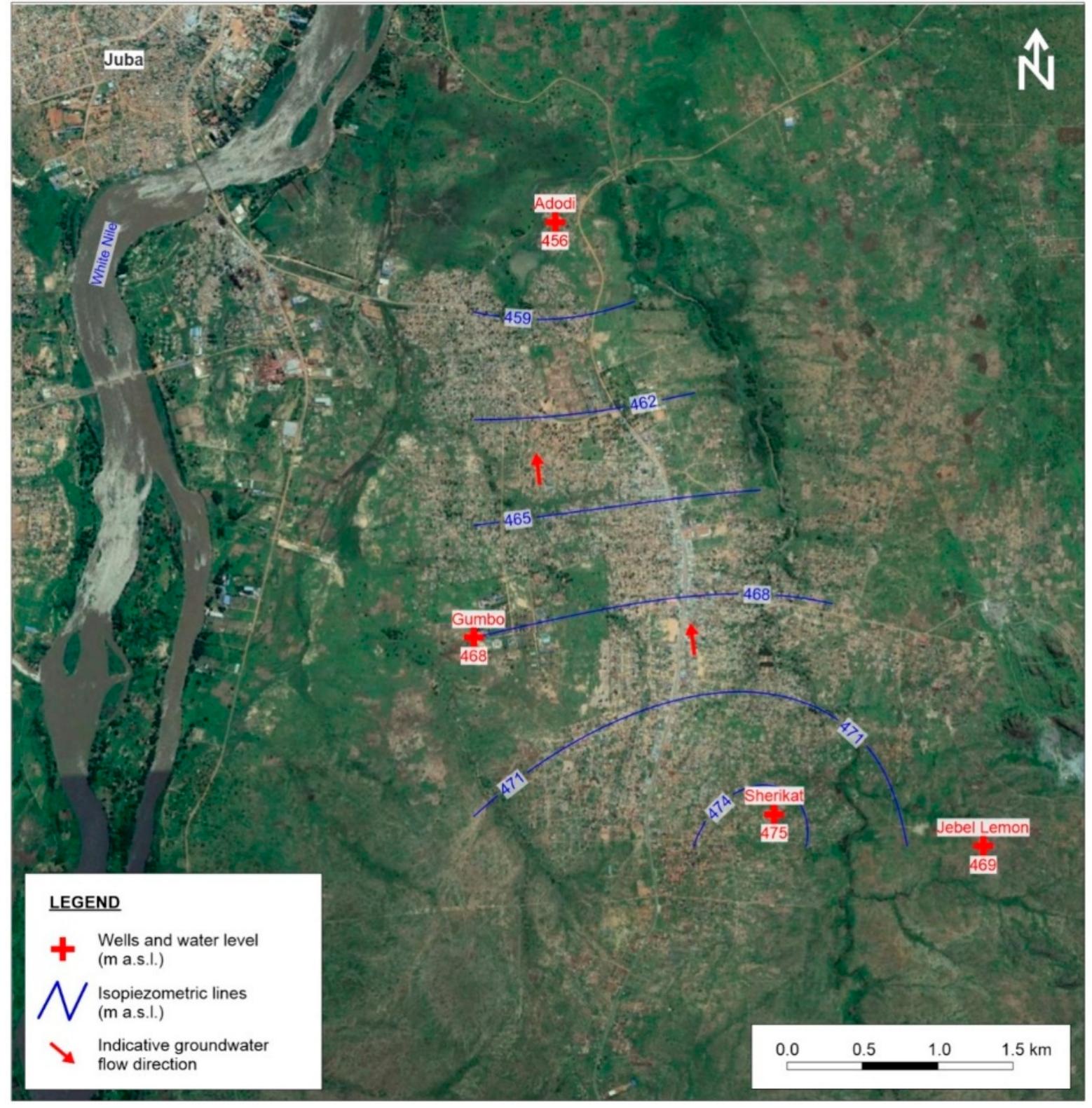 Water table map for spring-summer 2018. due to the scarce