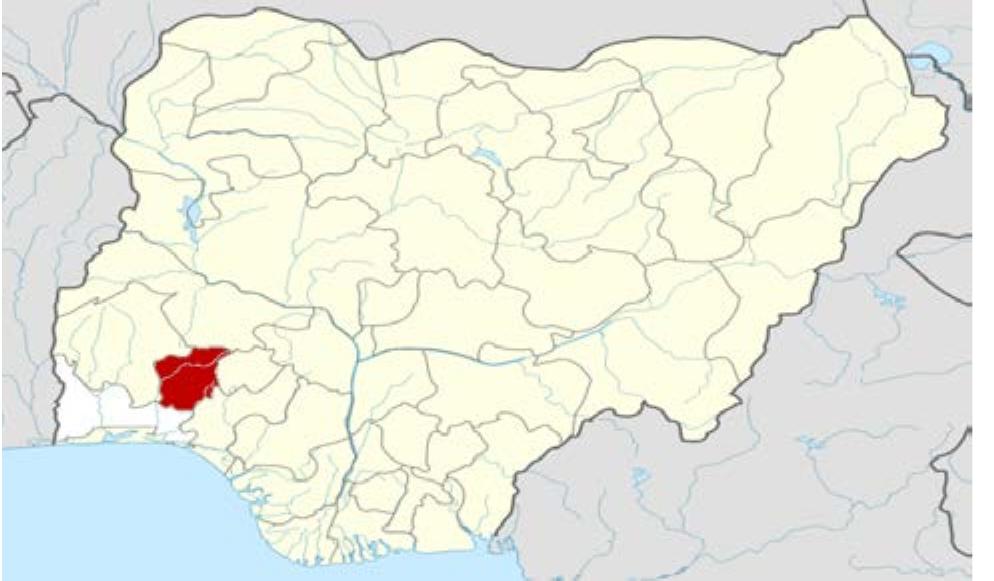 Map of nigeria showing osun state field mapping and