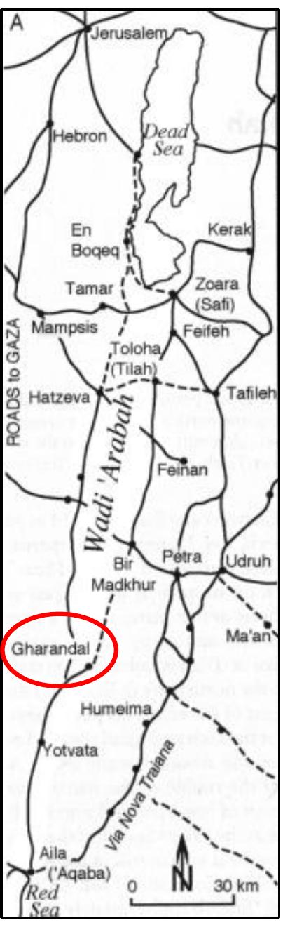7: map of wadi araba, displaying ‘ayn gharandal’s location