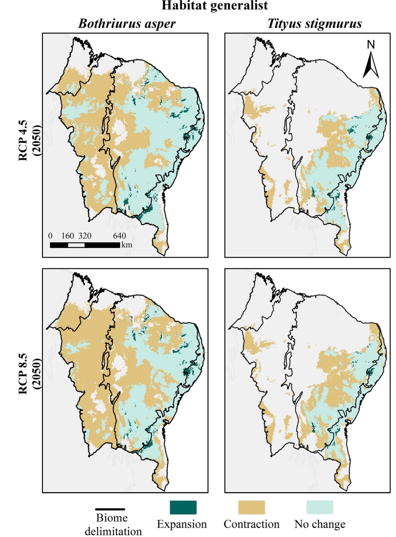 Maps of species distribution models for habitat generalist